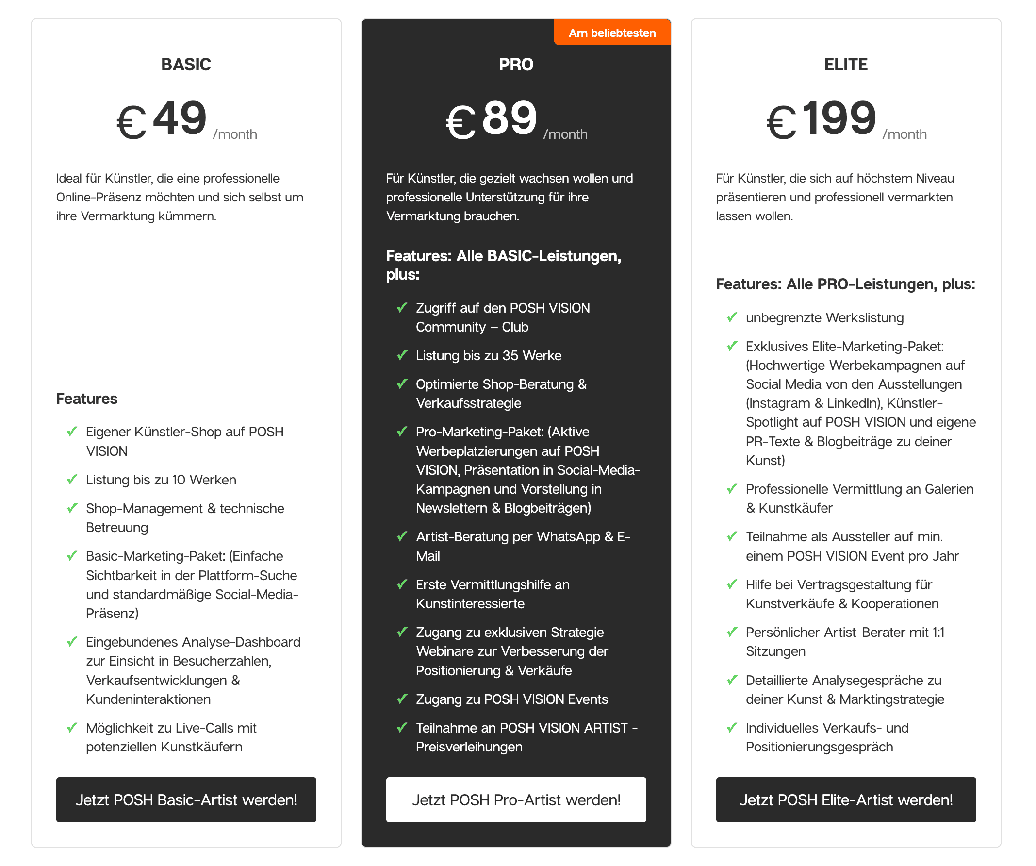 POSH VISION ARTIST PRO Mindestlaufzeit 6 Monate I 35% POSH Provision